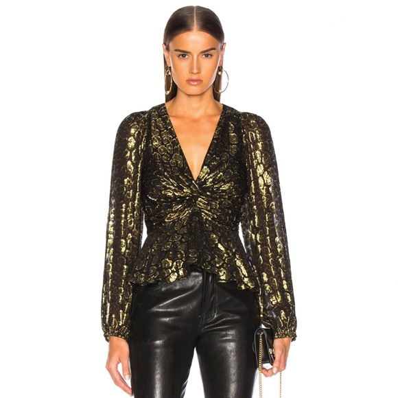 A.L.C. | Tops | New Alc Revolve Metallic Twistfront Animal Print Top ...